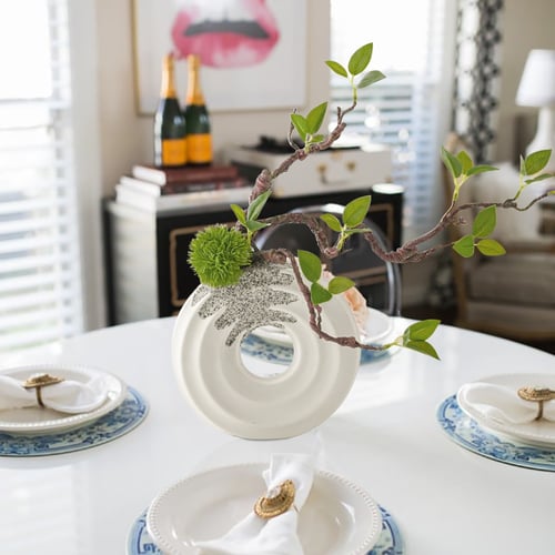 15" Artificial Tree With White Ceramic Base Vase Faux Plastic Plant ...