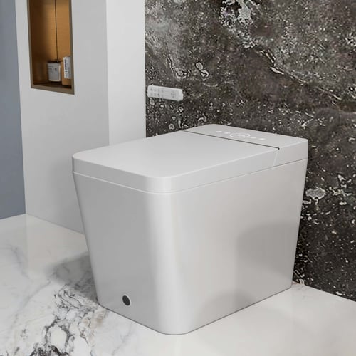 One-Piece White Square Intelligent Smart Toilet with Automatic Cover ...