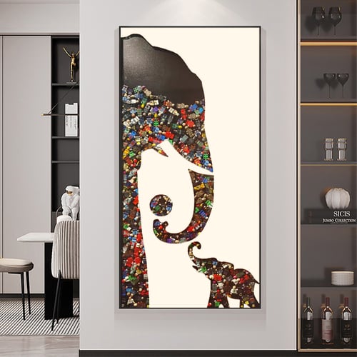Goreal Elephant Building Blocks Wall Decor Art Abstract Geometric ...