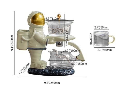 Automatic Resin & Glass Astronaut Teapot Set Magnetic Water Diversion ...