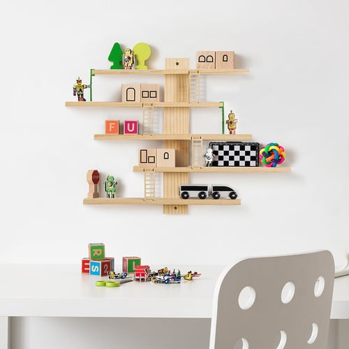 5-Tier Wall Wooden Display Shelf Kids Room Decoration Toy Storage ...