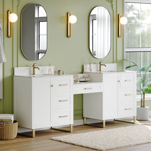 Double Sink Bathroom Vanity With Makeup Table