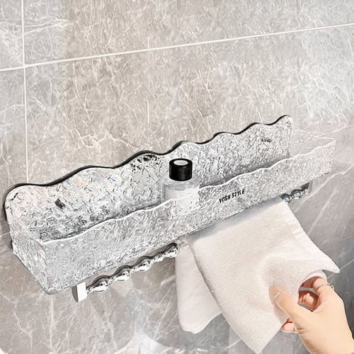 Acrylic Water Ripple Organizer Storage Shelf Towel Rack Bathroom ...
