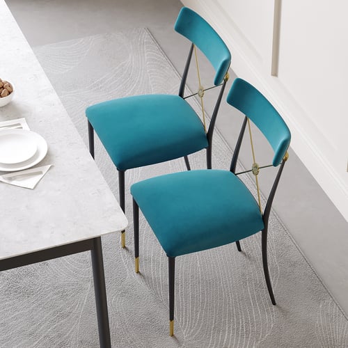 Empire Style Upholstered Cross Back Green Side Chair Dining Chair | Homary