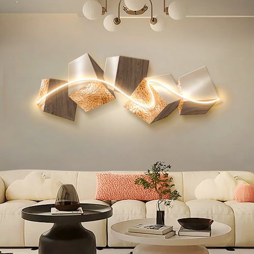 39.4" LED Acrylic Abstract Geometric Wall Decor Modern Art Living Room ...