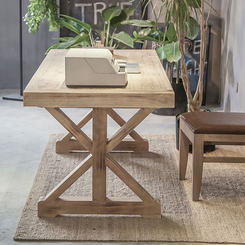 1500mm Farmhouse Wooden Standing Writing Desk in Natural Trestle ...