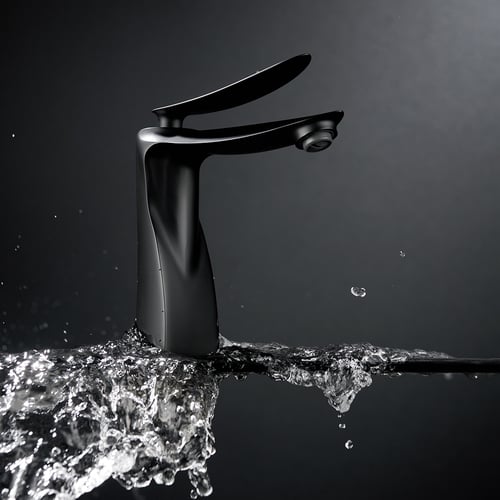 Black Brass Single Lever Handle Monobloc Basin Tap | Homary UK