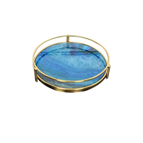 Modern Round Tray Desk Organizer in Metal&Glass | Homary UK
