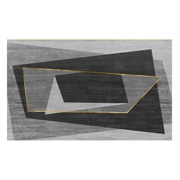 Modern Abstract Grey and Gold Rug Rectangle 5'x 7' Area Rug-Homary