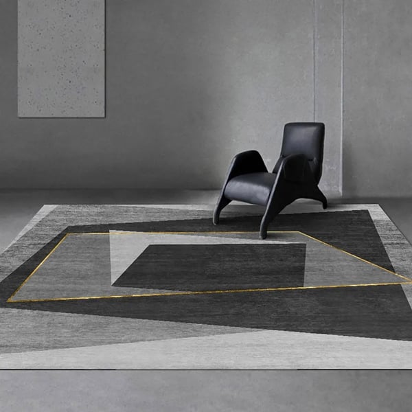 Modern Abstract Grey and Gold Rug Rectangle 5'x 7' Area Rug-Homary