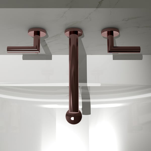 3-Hole Wall Mounted Bathroom Basin Tap Solid Brass | Homary UK
