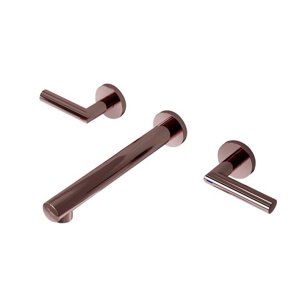 3-Hole Wall Mounted Bathroom Basin Tap Solid Brass | Homary UK