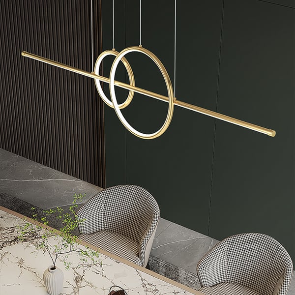 Modern LED Linear Kitchen Island Light in Gold, Adjustable Height-Homary