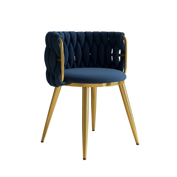 Nordic Blue Barrel Back Dining Chair Round Accent Chair with Velvet ...