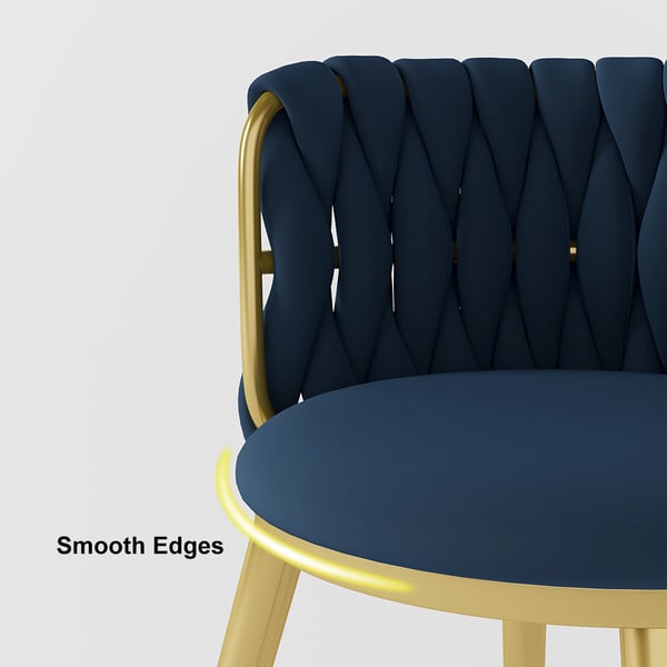 Nordic Blue Barrel Back Dining Chair Round Accent Chair with Velvet ...