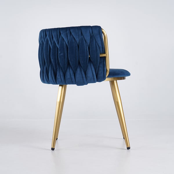 Nordic Blue Barrel Back Dining Chair Round Accent Chair with Velvet ...
