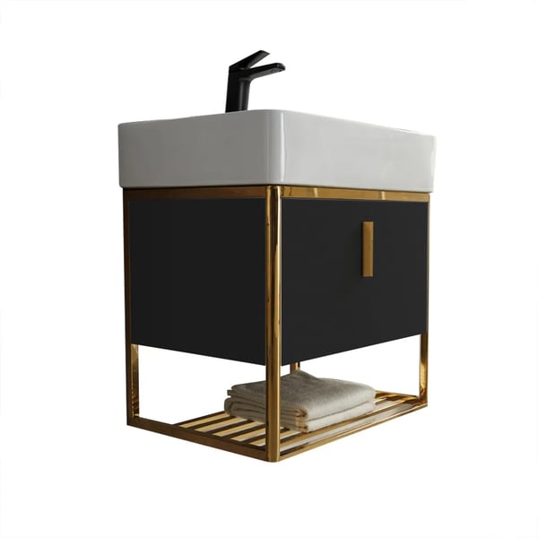 Modernes, schwebendes Badezimmerwaschbecken mit Schublade und Regal ...