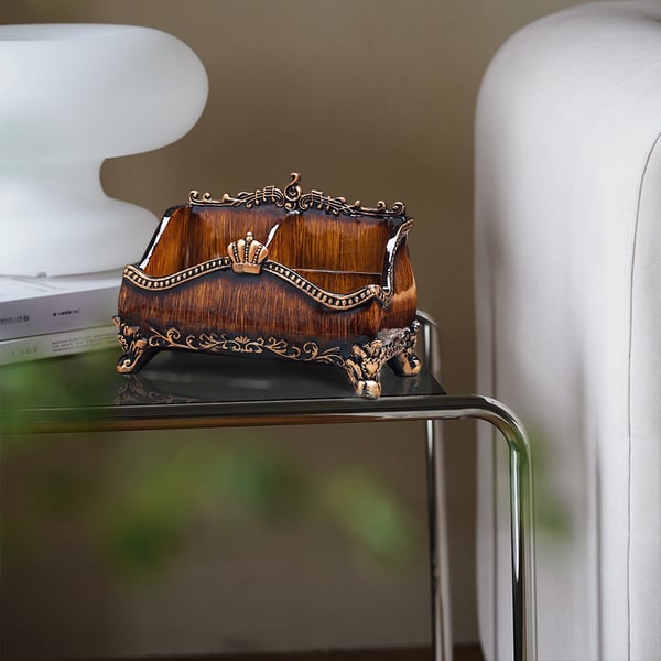 Vintage Brown Resin Remote Control Holder Living Room Storage Box Home ...