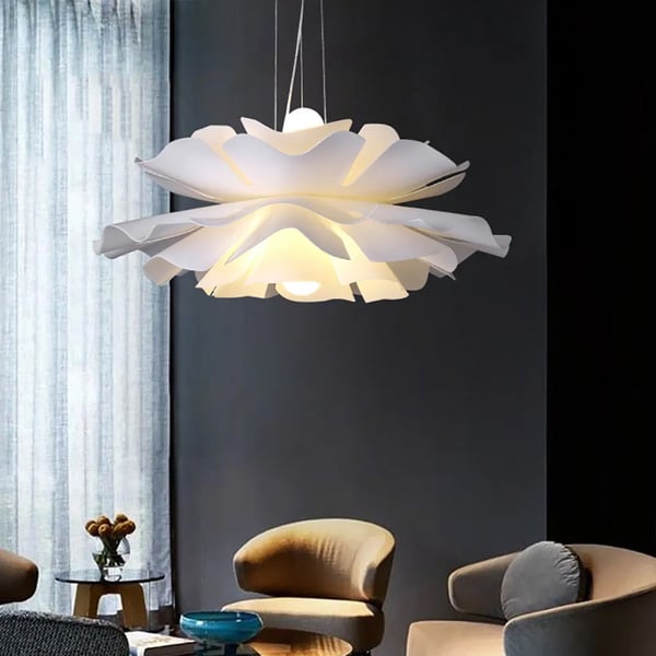White Acrylic Pendant Light Chandelier in Flower Shape | Homary