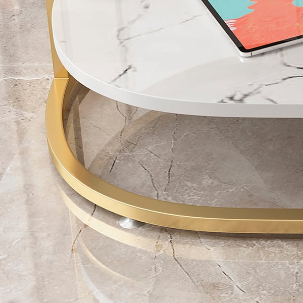 Free Shipping on Modern Marble Coffee Table with Drawers & Shelf in ...