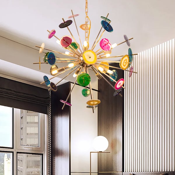 Art Deco 12-Light Sputnik Agate Chandelier with Adjustable Chain in ...