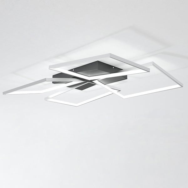 Modern Square LED Flush Mount Ceiling Light Silver & Black | Homary AU