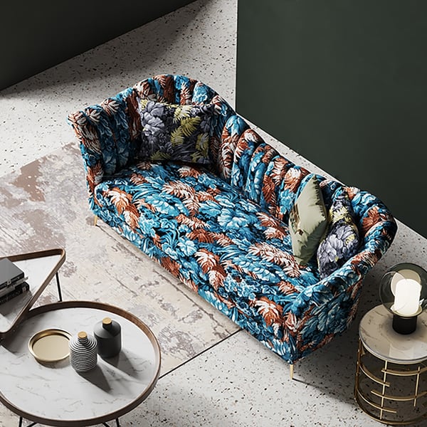 Tropical Style Couch Leaf Pattern Sofa for 3-Seaters | Homary
