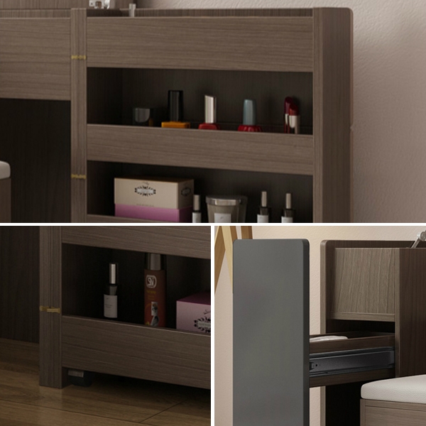 Modern Expandable Vanity Table Multifunctional Vanity Set with Stool ...