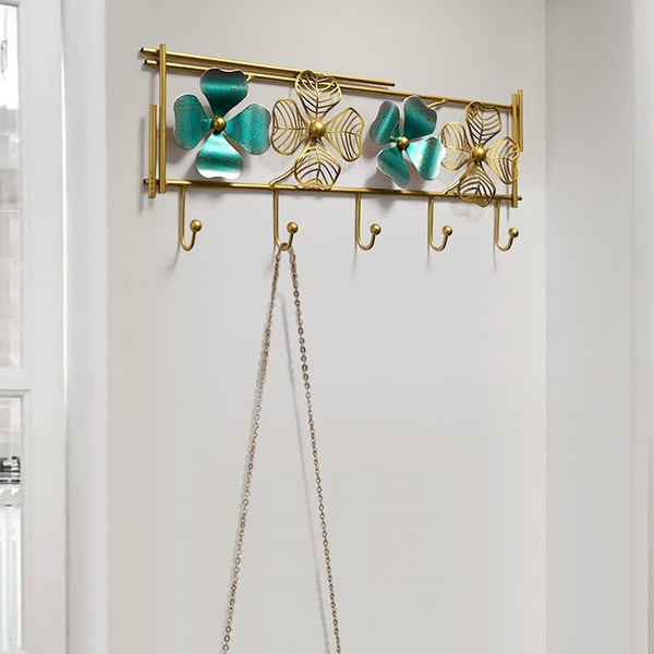 Luxury Rectangular Entryway Wall Mounted Coat Rack in Metal with 5 ...