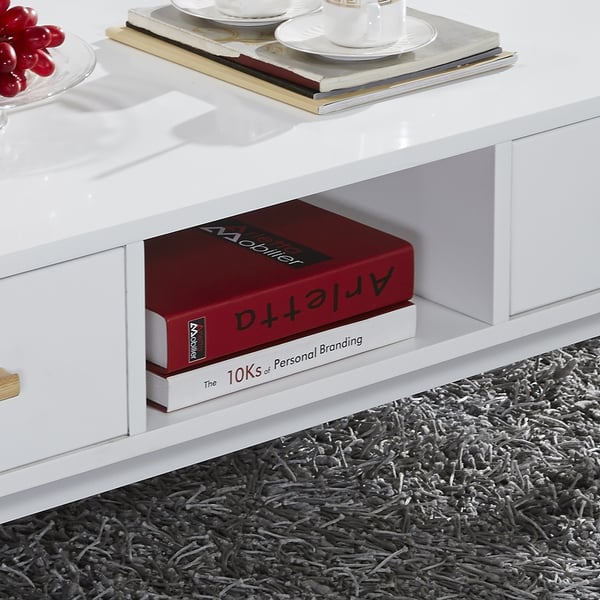 47.2" Rectangular Coffee Table with Drawers & Storage White | Homary