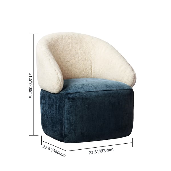 Modern Creative White Upholstered Chair Round Faux Fur Stool with ...