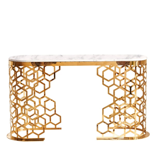 Modern Luxurious 56" Oval Faux Marble Console Table Entryway Table ...