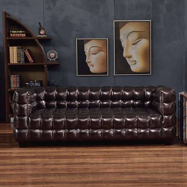 Modern Metallic Sofa Upholstered Sofa 3-Seater Sofa Faux Leather Luxury ...