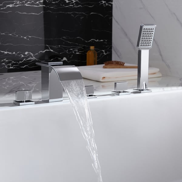 Free Shipping on Milly Cascade Waterfall Widespread Deck-Mount Roman ...