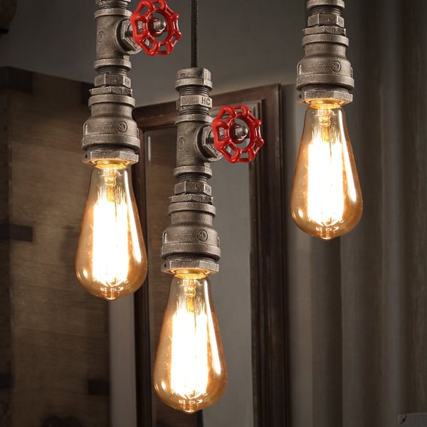 Retro Industrial Loft Mini Rust Metal Water Pipe Single Pendant Light ...
