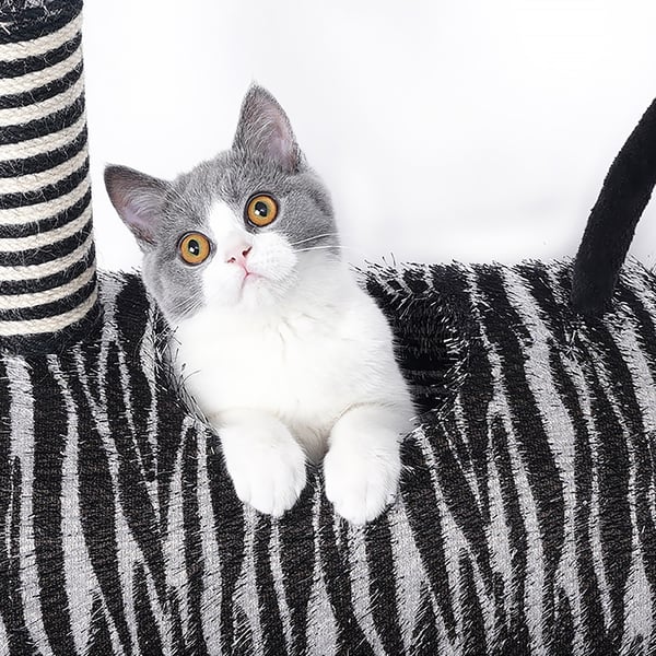 900mm Zebra Cat Tree Tunnel Scratching Post Sisal with Teasing Ball in ...