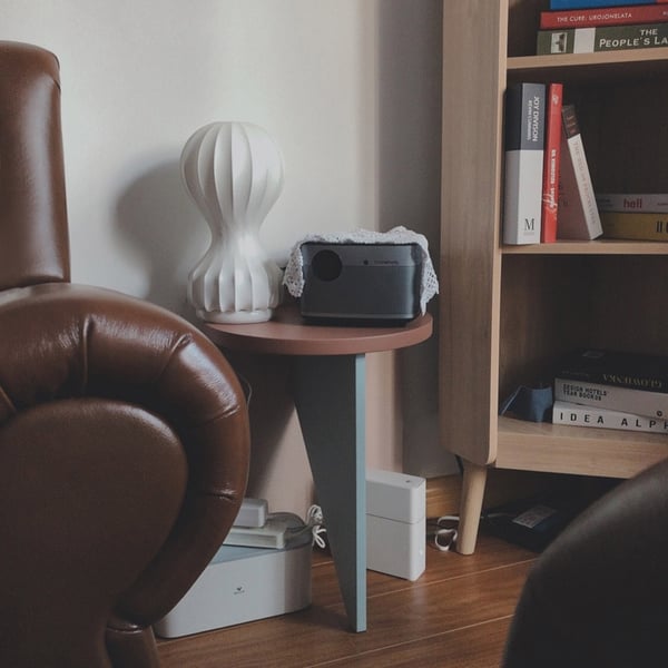 Modern Wood Side Table Half Round Colorful End Table Space Saving Style ...