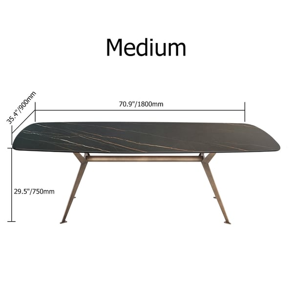 Black 63" Faux Marble Rectangle Modern Dining Table Antique Brass Base ...