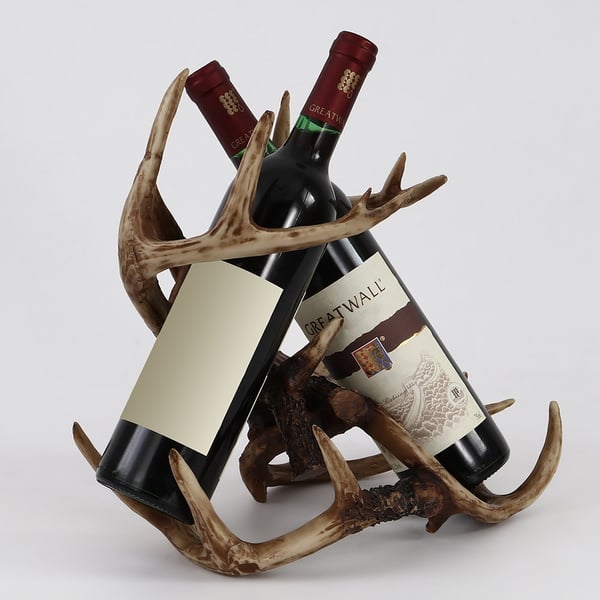 Farmhouse Rustic Resin 2-Bottle Countertop Wine Rack Table Top Wine ...