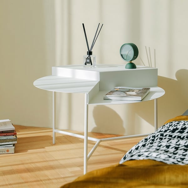 Modern Unique Design White Metal Coffee Table-Homary