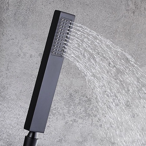 Modern Matte Black Square Handheld Shower Hand Shower Head Solid Brass | Homary