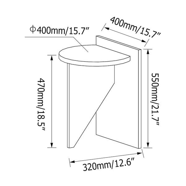 Modern Wood Side Table Half Round Colorful End Table Space Saving Style ...