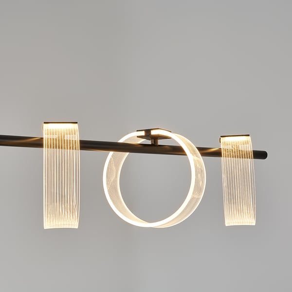 Linear LED Acrylic Island Pedant Light Black and Gold 5 Light Modern ...