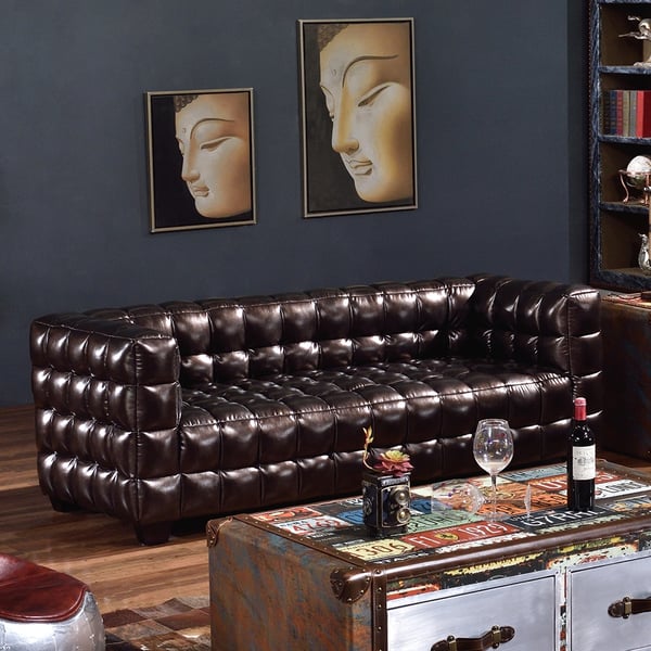 Modern Metallic Sofa Upholstered Sofa 3-Seater Sofa Faux Leather Luxury ...