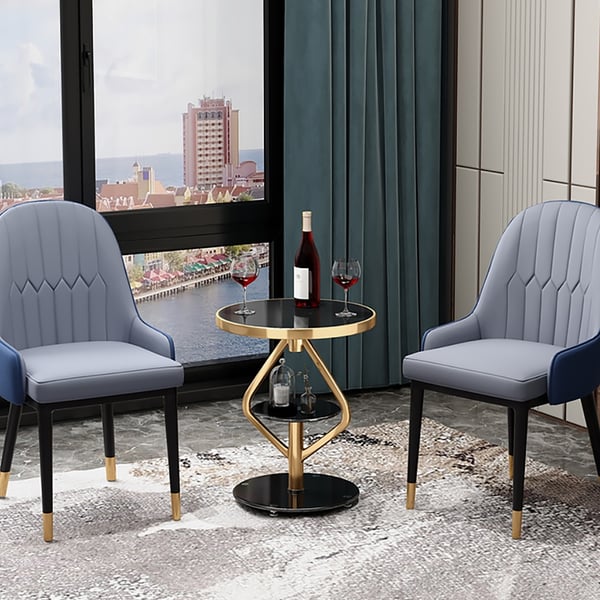 Modern Round End Table Tempered Glass Tabletop with Shelf | Homary