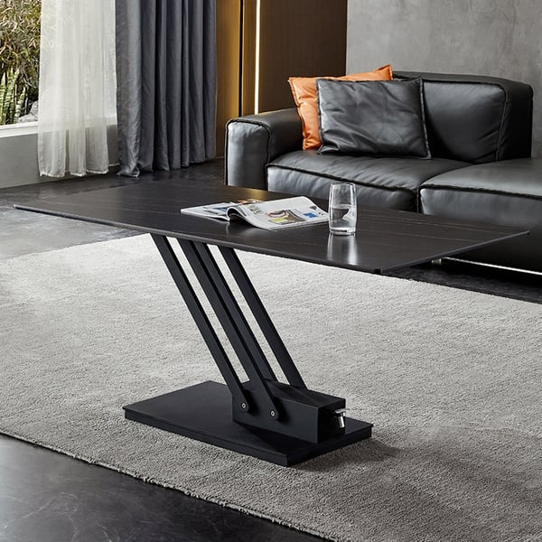 Black Rectangular Adjustable Height Coffee Table & Dining Table ...
