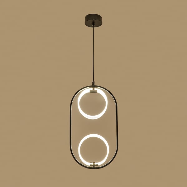 Modern Acrylic LED Pendant Light 2 Light Oval Shape Black Metal | Homary