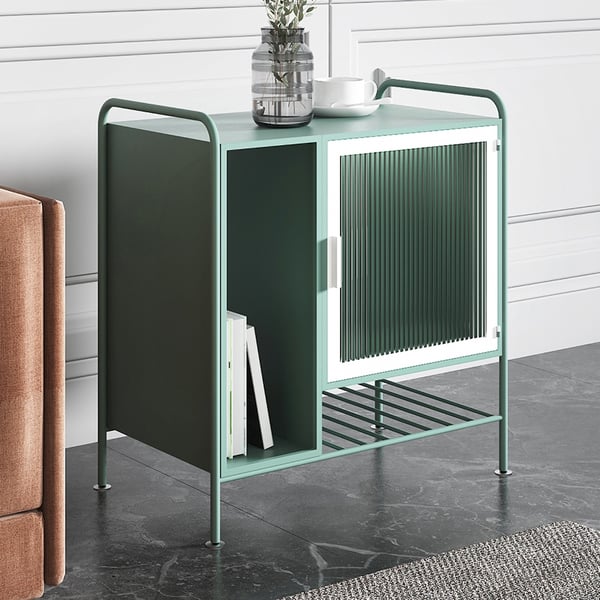 Modern Side Table Solid Metal End Table with Storage Shelf Side Table ...
