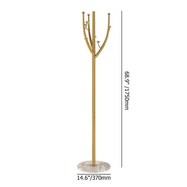 Gold Modern Freestanding Coat Rack Stainless Steel&Marble 68"-Homary
