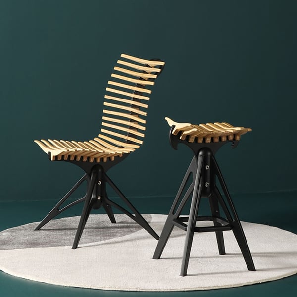 Modern Chair Armless Wood Chair with Metal Legs Desk Chair with Wood ...